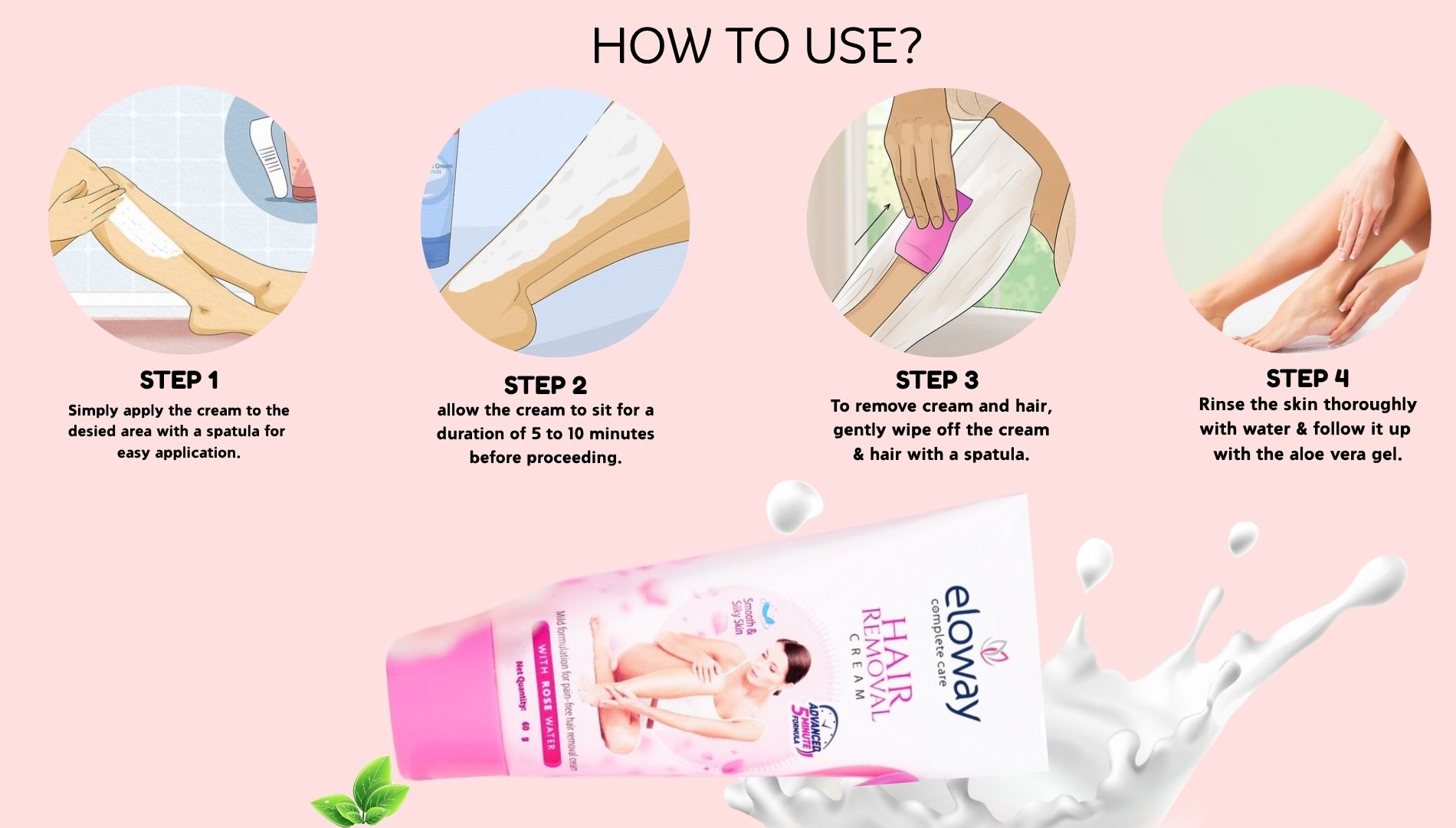 Eloway Hair Removal/Remover Cream for Women 60g –for Arms, Legs ...