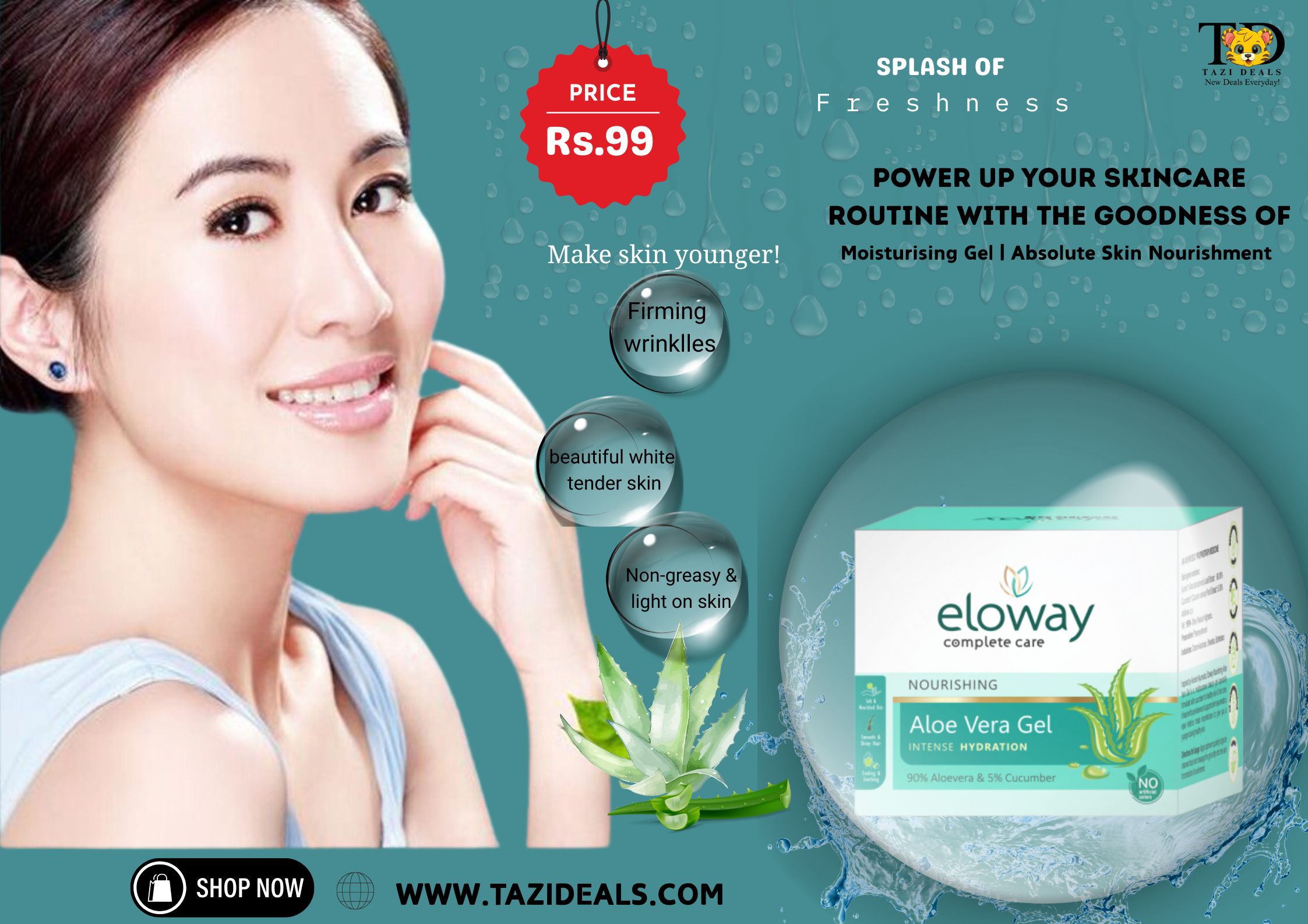 ELOWAY ALOE VERA GEL TRANSPARENT - 100 g - Tazi Deals