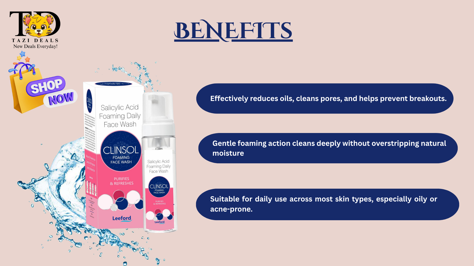 Clinsol Foaming Facewash with Salicylic Acid & Glycolic Acid for Acne ...